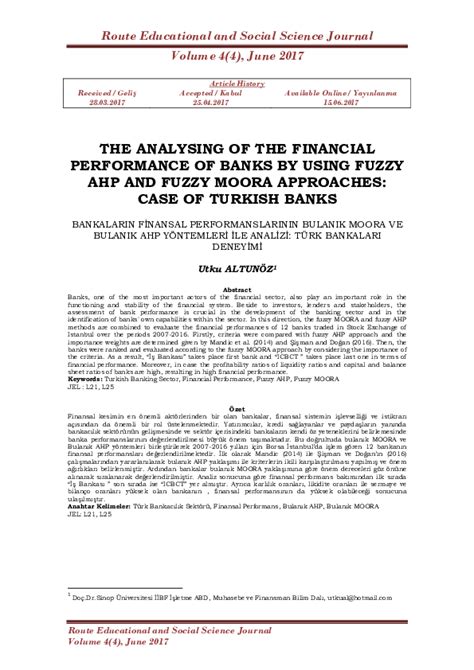 Pdf The Analysing Of The Financial Performance Of Banks By Using