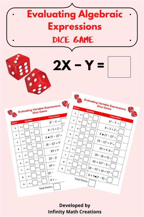 Simplifying Algebraic Expressions Game Printable Pdf Template