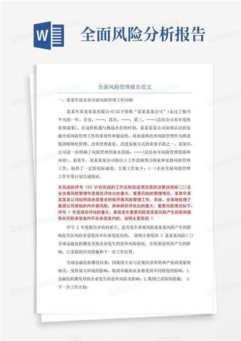 全面风险管理报告范文word模板下载编号labznxbn熊猫办公