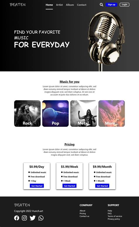 landingpage uiux webdesign streamingmusic music homepage streaming