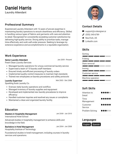 Laundry Attendant Cv Example For 2024 Top Tips And Samples Cvdesigner Ai