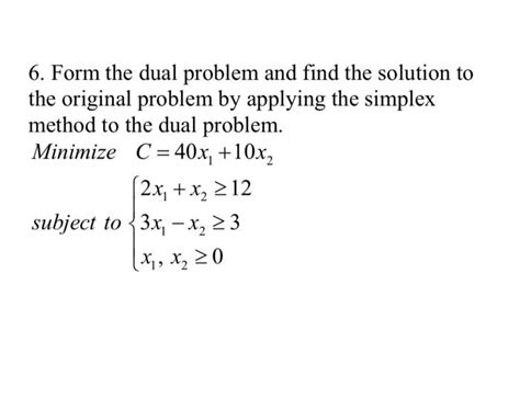 Solved 6 Form The Dual Problem And Find The Solution To The Chegg Com