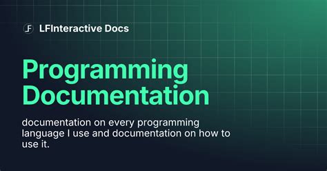 Programming Documentation Lfinteractive Docs