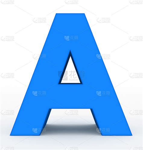蓝色英文字母a三维图形白色分离着色垂直画幅正面视角字母色彩鲜艳抽象