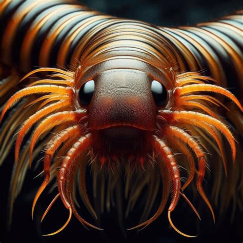 Premium Photo Close Up Of A Centipede On A Flower Macro Insect Background