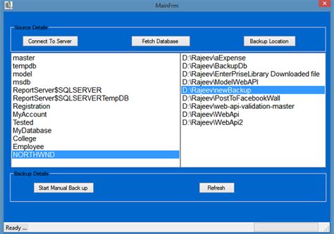 Database Backup Using C