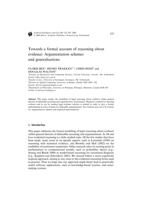 Pdf Towards A Formal Account Of Reasoning About Evidence