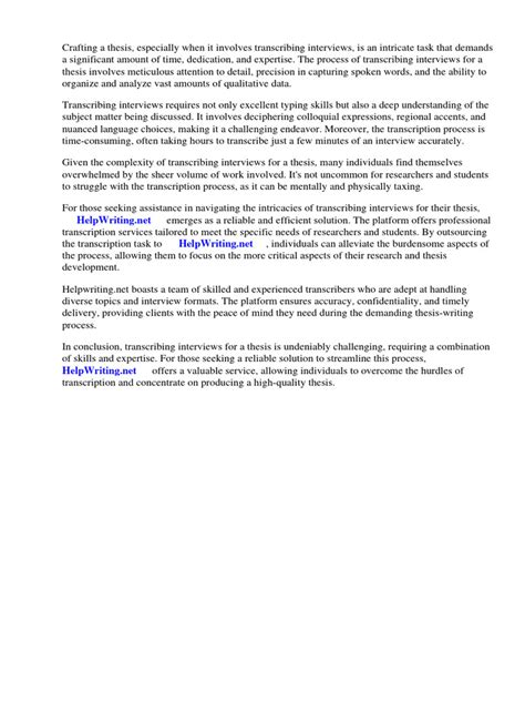 Transcribe Interview Thesis Pdf