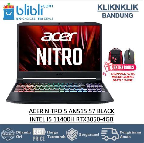Jual Laptop Gaming Acer Nitro 5 An515 57 Intel Core I5 11400h Ram 8gb