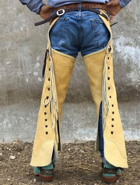 Hand Made Cowboy Leather Chap Dark Brown Leather Pant Rodeo Chap
