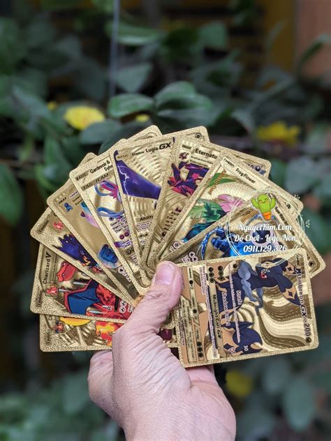 Túi 10 Thẻ Bài Pokemon Vip Cao Cấp Loại Màu Vàng Kim Vmax Gx Đồ Chơi