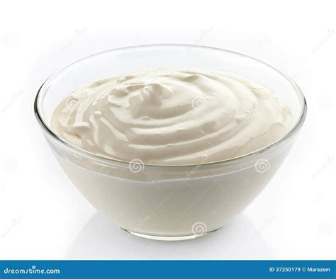 Bowl Of Sour Cream Stock Image Image Of Food White 37250179