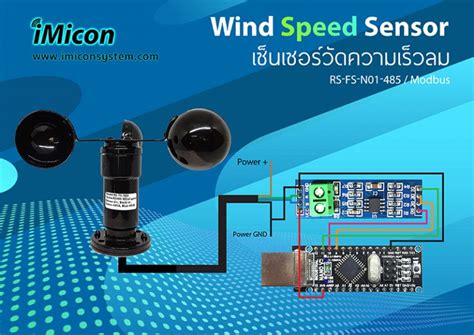 ตวอยางตอใชงาน RS FS N01 เซนเซอรวดความเรวลม Wind Speed Sensor