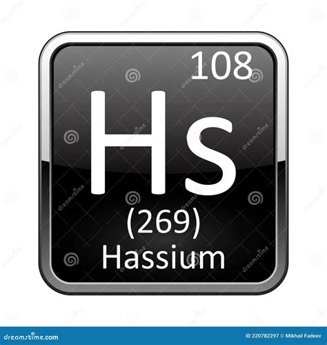 Hassium Symbol Sign Hassium With Atomic Number And Atomic Weight Hs