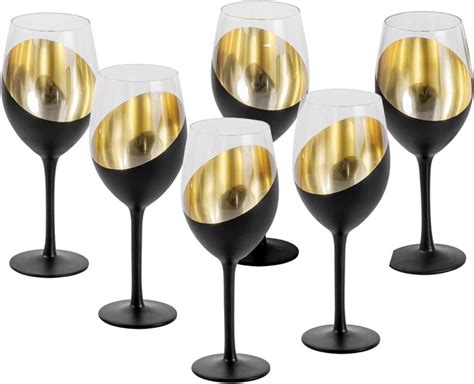 Matte Black And Gold Stemmed Wine Glasses Elegant Angled Design Wine
