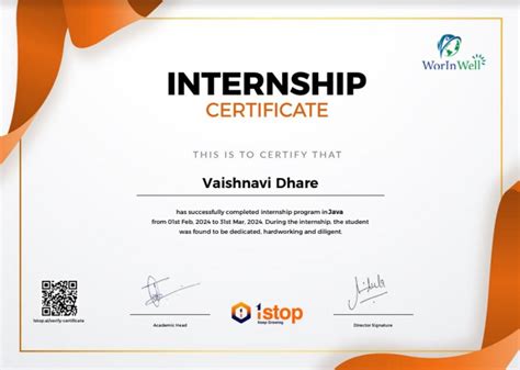 Vaishnavi Dhare On Linkedin Internship Java Professionalgrowth