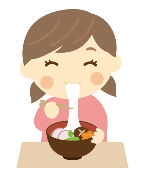 お雑煮を食べる子ども（女の子）のイラスト 無料のフリー素材 イラストエイト