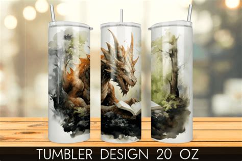 Book Dragon Tumbler Wrap Sublimation Graphic By Mragjaza · Creative Fabrica