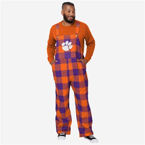 Clemson Tigers Mens Plaid Bib Overalls Foco