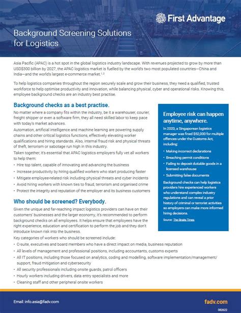 Background Screening Solutions For Logistics First Advantage Apac