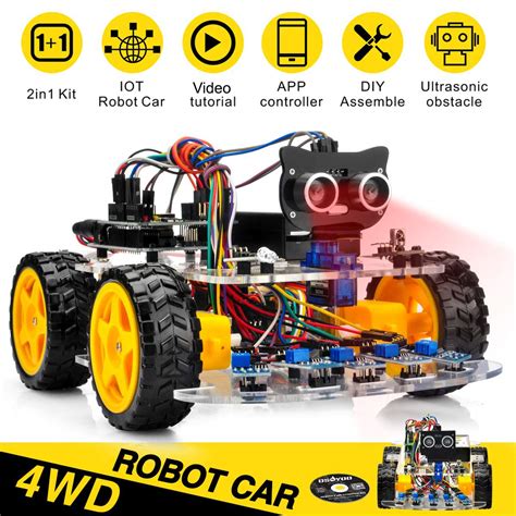 Us For Arduino Wd Robot Car Kit Autonomous Obstacle Avoid Line