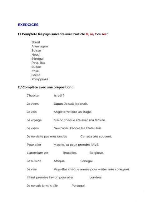 Les Prépositions Pour Les Pays Les Villes Les Villages Théorie Et