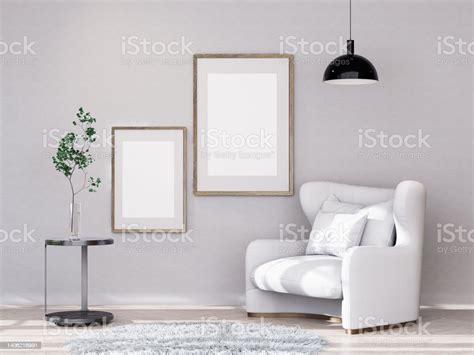 현대 인테리어 배경에서 포스터 프레임을 모의 0명에 대한 스톡 사진 및 기타 이미지 0명 가구 건축 Istock