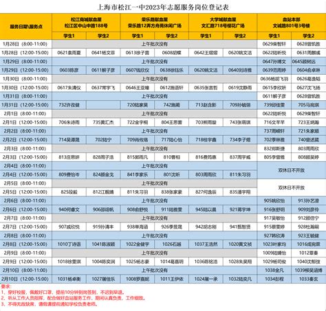 松江一中 志愿者服务队 松江一中2023年寒假志愿服务岗位公示