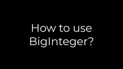 java how to use biginteger 5solution youtube