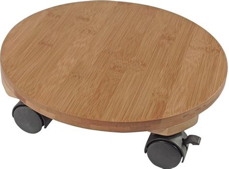 Nature Planttrolley Met Wieltjes Cm Naturel Bamboe Composiet Bol