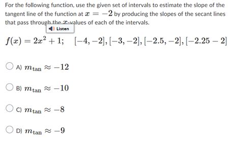 solved for the following function use the given set of