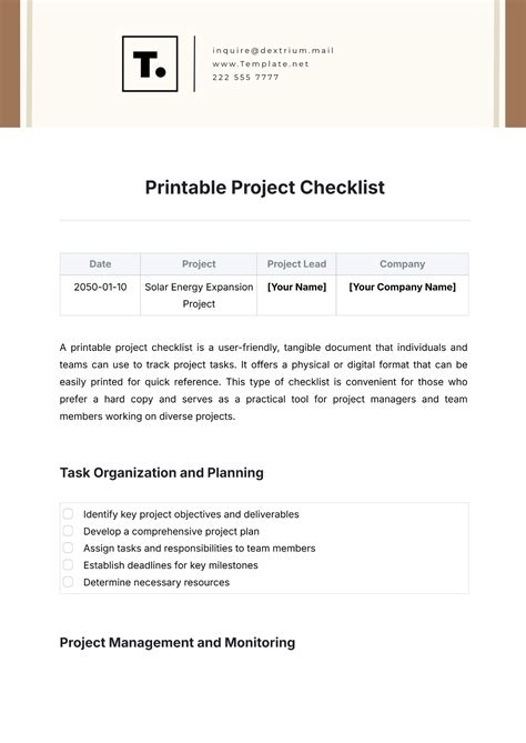Free Printable Project Checklist Template To Edit Online