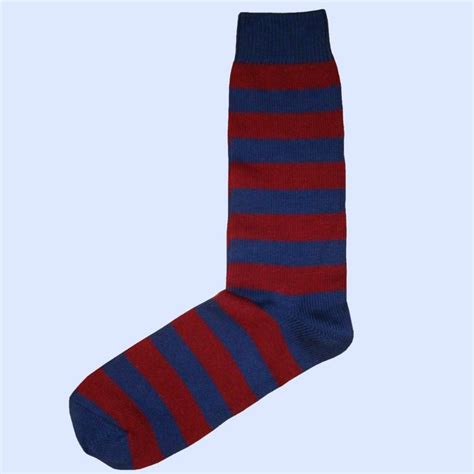Hoopedstripesockswinedeep Bluecottonsocksbassin And Brown