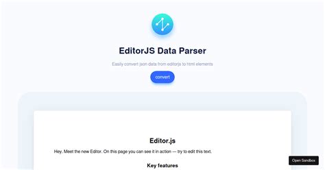 Editorjs Data Parser Demo Forked Codesandbox