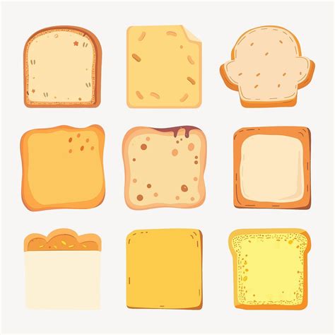 Cute Bread Sticky Notes Illustration Free Vector Rawpixel