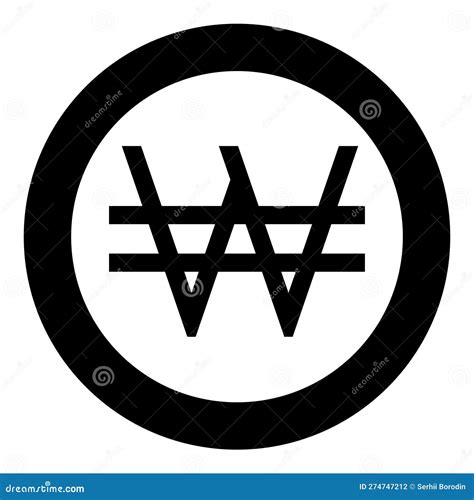 Symbol Won Korea Money Sign Krw Currency Monetary Icon In Circle Round