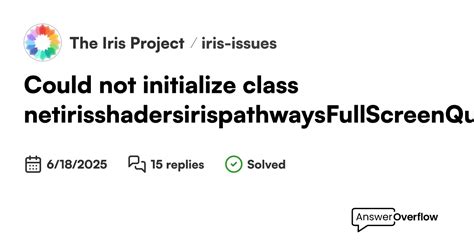 Could Not Initialize Class Netirisshadersirispathways