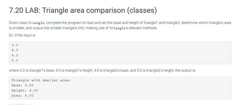 Solved Given Class Triangle Complete The Program To Read Chegg