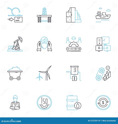 Production Linear Icons Set Manufacturing Assembly Fabrication