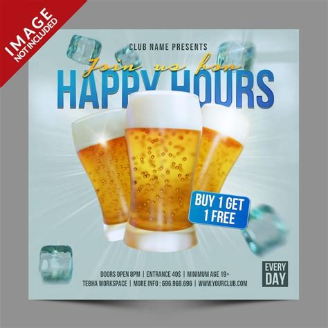 Premium PSD Happy Hours For Restaurant Cafe Bar Social Media Post Or