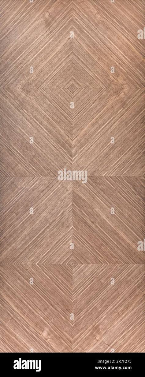 Wall Panel Of Walnut Veneer With Geometric Rhombic Pattern As