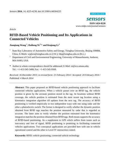 Pdf Rfid Based Vehicle Positioning And Its Applications In Dokumentips