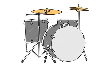Premium Vector Line Art Color Of The Drum Set Vector Illustration