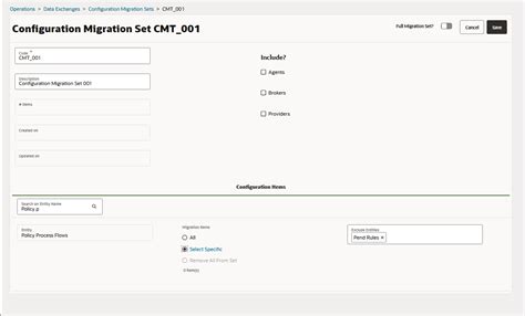 Creating A Migration Set Oracle Health Insurance Enterprise Policy