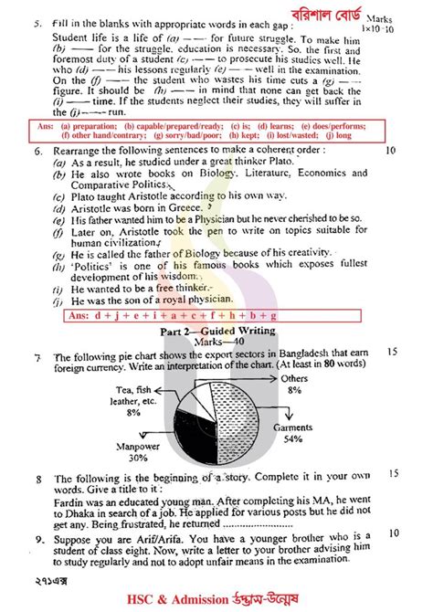 HSC English 1st Paper Question Solution Barisal Board 2023