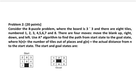 Solved Problem 2 20 Points Consider The 8 Puzzle Problem Chegg Com