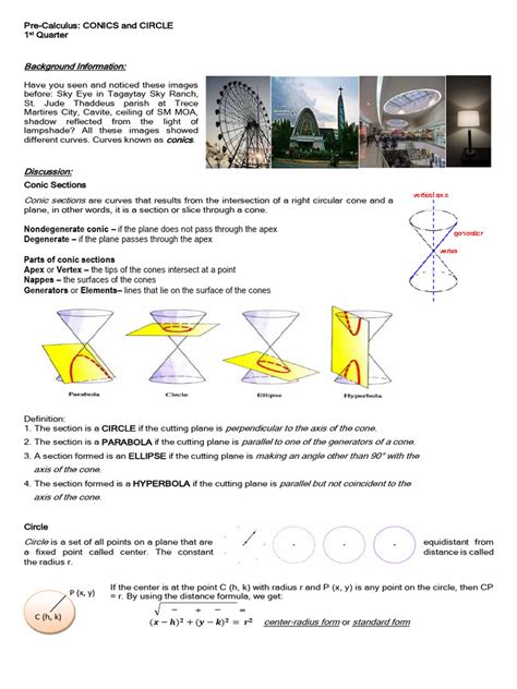 Pre Calculus Conics And Circle Pdf Circle Euclidean Geometry