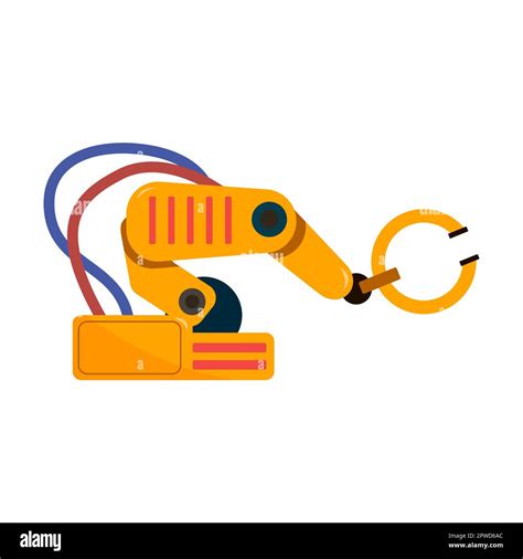Robotic Machine On Factory Technological Line Vector Illustration Of Robot Hand For