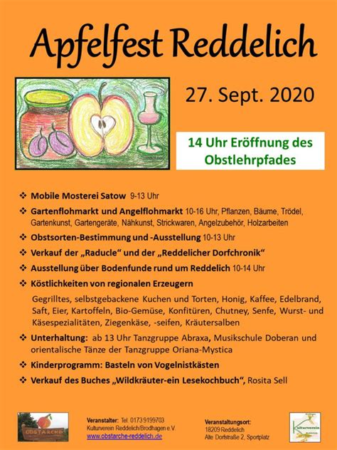 Einladung Zum Apfelfest Am 27 09 2020 In Reddelich Obstarche Reddelich