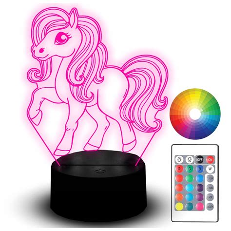 Lampka Nocna LED Statuetka RGB 3D Grawer Kucyk Ponny Bajka Konik